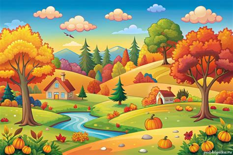 Осенний пейзаж Картинка для детей 5 7 лет Осень в картинках для дошкольников