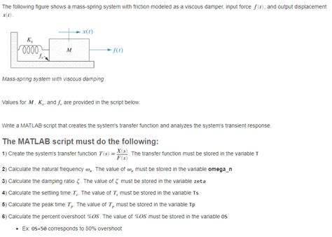 Solved The Following Figure Shows A Mass Spring System With