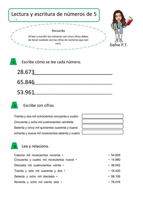 Números Hasta 5 Cifras Worksheet Four Digit Number Exercises 6 Digit