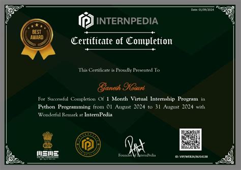 Ganesh Kosuri On Linkedin Python Internship