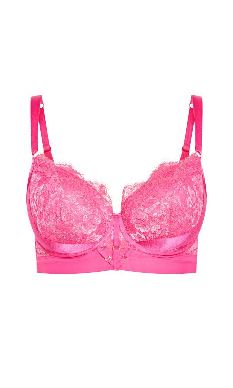 Womens Plus Size Alexis Hot Pink Contour Longline Bra