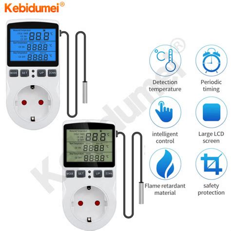Kebidumei Digital Temperature Controller Timer Socket Thermostat With Timer Switch Cooling
