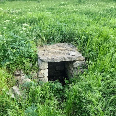 Premium Photo A Small Cave In A Field Of Grass With A Sign That Says
