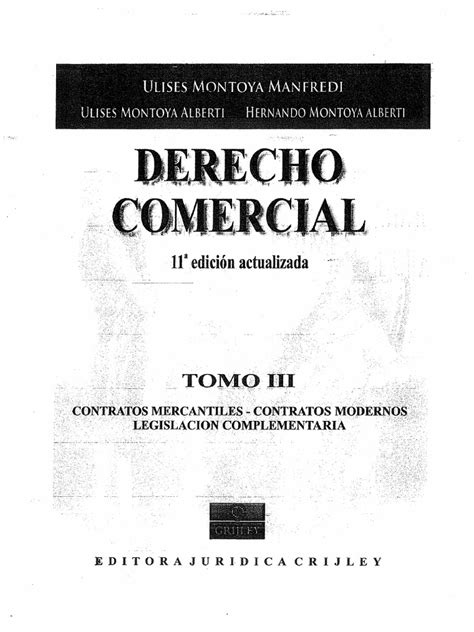 Grijley Ulises Montoya Manfredi Derecho Comercial Tomo Iii Grijley