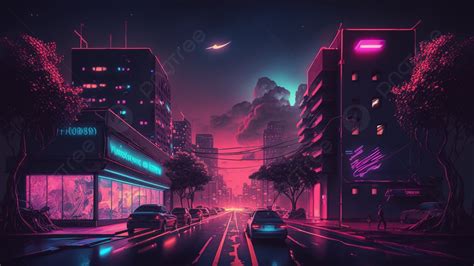 분주한 도시 배경 도시 거리 네온 불빛 아름다운 배경 일러스트 및 사진 무료 다운로드 Pngtree