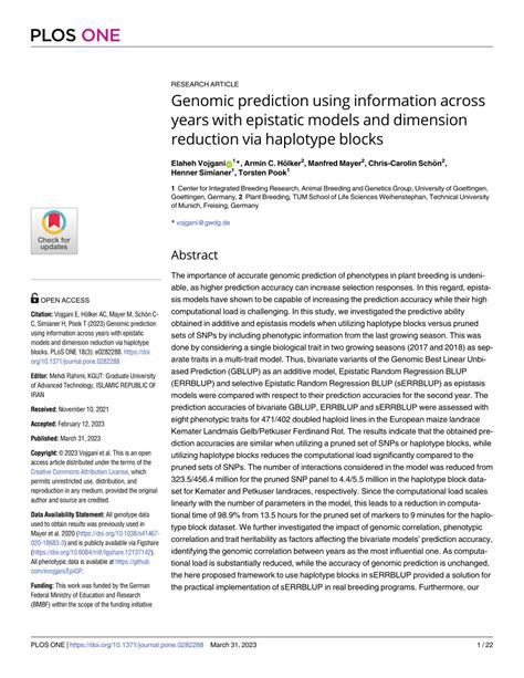 Pdf Genomic Prediction Using Information Across Years With Epistatic Models And Dimension