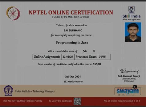sai sudhan chinnaiyah on linkedin nptel java skillindia learning onlinelearning programming