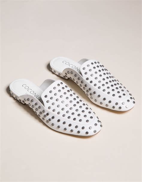 Coconuts Kitty White Studded Womens Mule Flats White Tillys
