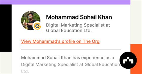 Mohammad Sohail Khan Digital Marketing Specialist At Global Education Ltd The Org