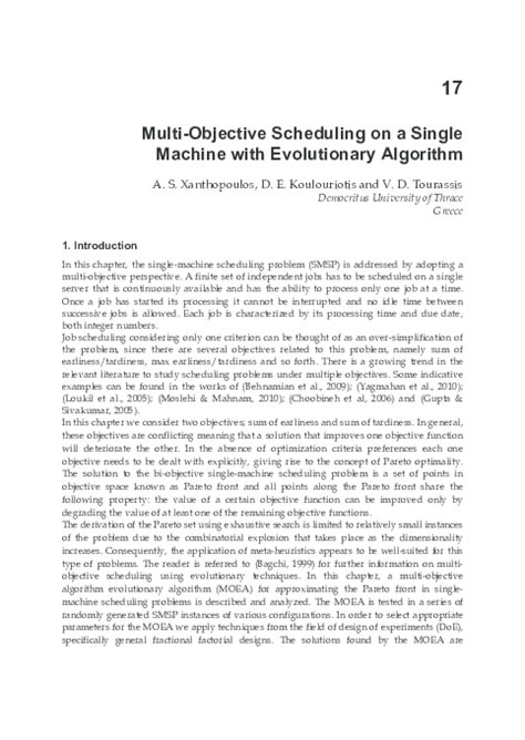 Pdf Multi Objective Scheduling On A Single Machine With Evolutionary