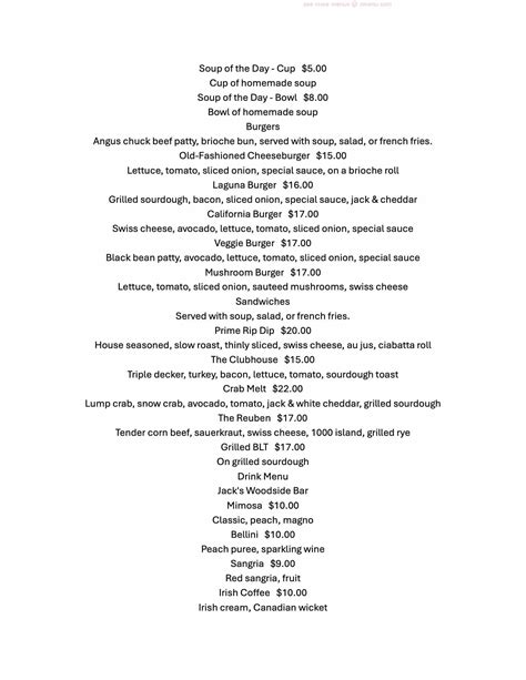 Online Menu Of Jacks Woodside Grille Restaurant Laguna Niguel