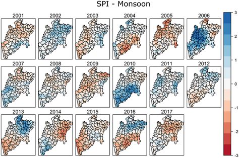 Spatial Pattern Of Spi For Monsoon Season Download Scientific Diagram