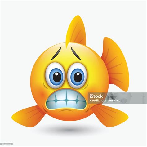 귀여운 치아 물고기 이모티콘 이모티콘 스마일벡터 일러스트 물고기에 대한 스톡 벡터 아트 및 기타 이미지 물고기 무서움 걱정하는 Istock