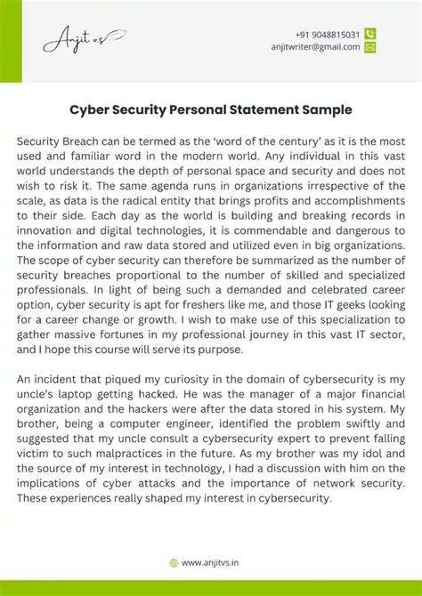 Cyber Security Personal Statement Examples 2024