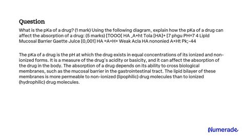 SOLVED What Is The PKa Of A Drug 1 Mark Using The Following Diagram Explain How The PKa Of