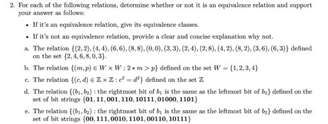 Solved 2 For Each Of The Following Relations Determine Chegg Com