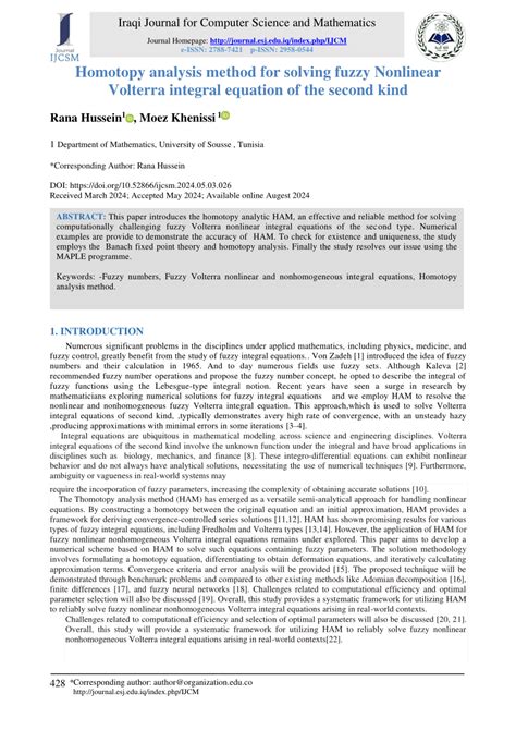 Pdf Homotopy Analysis Method For Solving Fuzzy Nonlinear Volterra Integral Equation Of The