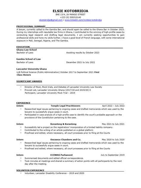 Cv Emefa Kotobridja Pdf Lawyer Justice