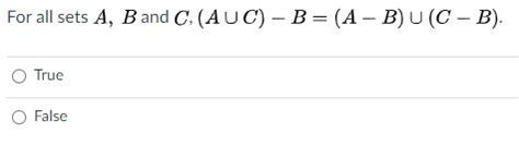 Solved For All Sets A B And C A C B A B Chegg Com