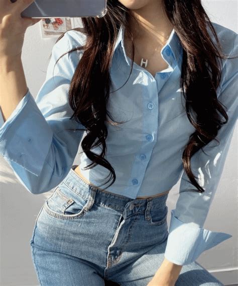 [최저가 강력추천 ] 핏대박 존예핏 크롭 스판 뒷밴딩 셔츠 남방 에이블리