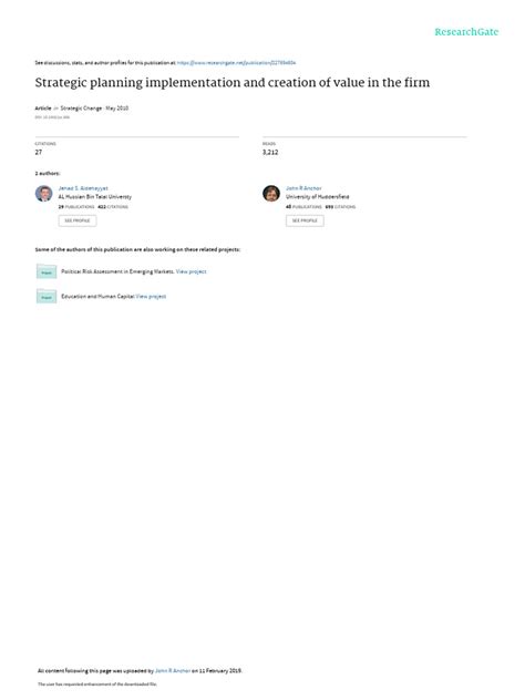 Strategic Planning Implementation And Creation Of Pdf Strategic Planning Business