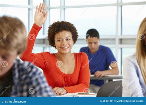Student Asking Question In Class Stock Image Image Of Hispanic