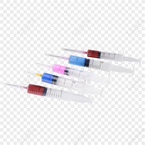 다른 액체 의약품이 담긴 5 개의 주사기 용기 치료 바늘 Png 일러스트 무료 다운로드 Lovepik