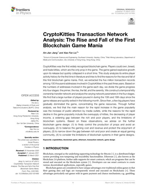 Pdf Cryptokitties Transaction Network Analysis The Rise And Fall Of