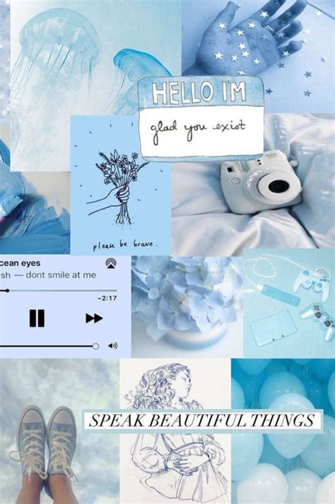 Light Blue Collage Laptop Wallpaper Etsy