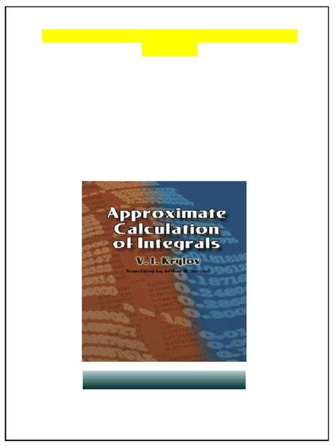 Approximate Calculation Of Integrals V I Krylov All Chapters Available Pdf Integral