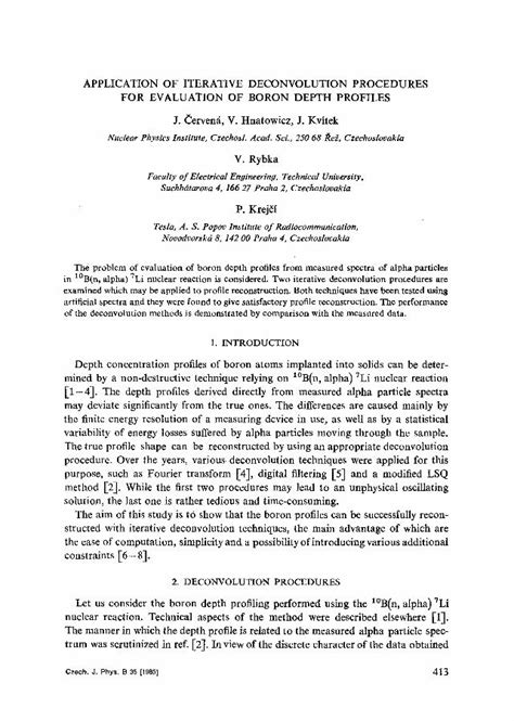 Pdf Application Of Iterative Deconvolution Procedures For Evaluation Of Boron Depth Profiles