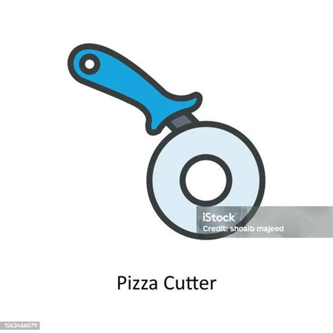 피자 커터 벡터 채우기 개요 아이콘 디자인 그림입니다 흰색 배경에 부엌과 가정 기호 Eps 10 파일 레스토랑에 대한 스톡 벡터 아트 및 기타 이미지 Istock