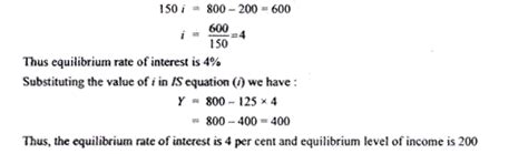 Algebraic Analysis Of IS LM Model With Numerical Problems
