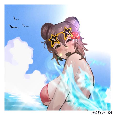 Rule 34 Beach Big Breasts Bikini Blush Lines Breasts Female Happy How