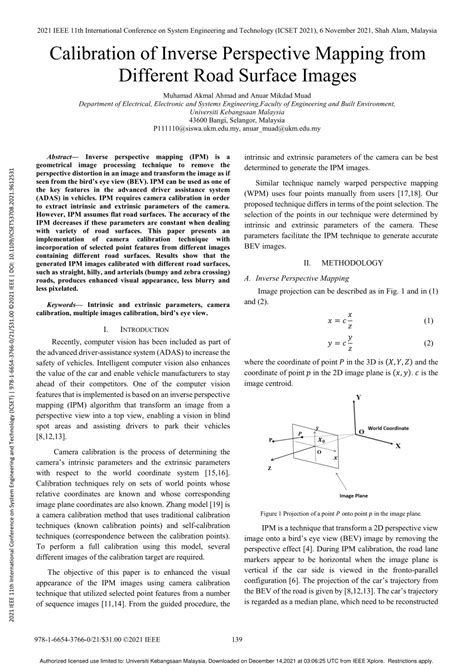 Pdf Calibration Of Inverse Perspective Mapping From Different Road Surface Images