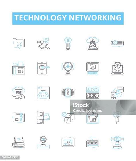 기술 네트워킹 벡터 라인 아이콘을 설정합니다 네트워킹 기술 Lan Wan Tcp Ip Wifi 그림 개요 개념 기호 및 기호