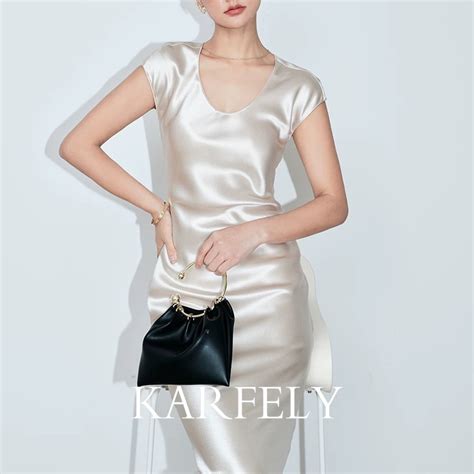 Elegant Acetic Silk Dress Sexy Satin Dress Casual Plain Long Skirt