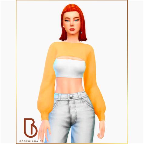 Molly Top Version 1 Woman Neck Cropped Sweater The Sims 4 Create