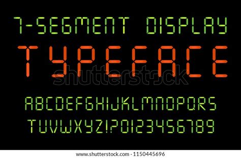 7segment Display Font Letters Numbers Stock Vector Royalty Free