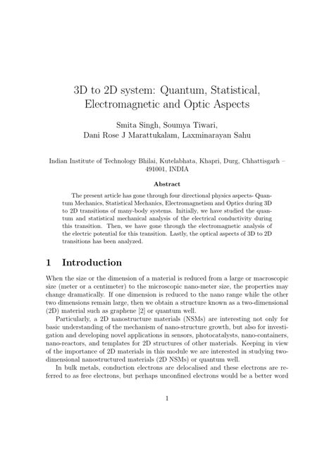 Pdf 3d To 2d System Quantum Statistical Electromagnetic And Optic