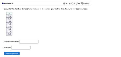 solved question 2calculate the standard deviation and