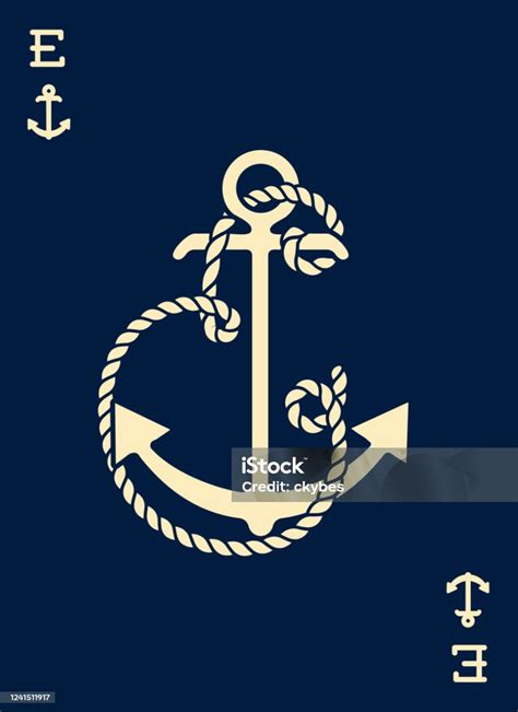 배 밧줄로 만든 앵커와 편지빈티지 라벨 의류 티셔츠 또는 포스터 디자인 카드 스타일 놀이와 로고 타입 모노그램 벡터 그림입니다 T 셔츠에 대한 스톡 벡터 아트 및 기타