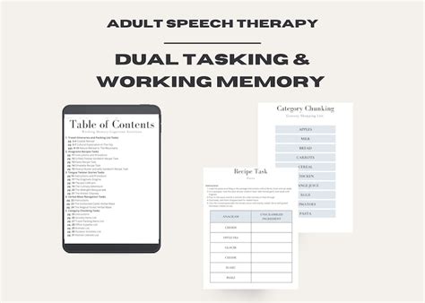 Working Memory Dual Tasking Activities For Adult Speech Therapy Medical Slp Patient Worksheets
