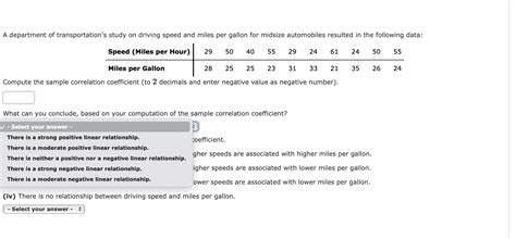 solved compute the sample correlation coefficient to 2