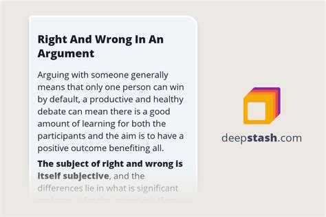 Right And Wrong In An Argument Deepstash