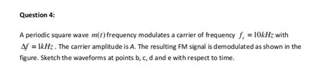 Solved A Periodic Square Wave M T Frequency Modulates A
