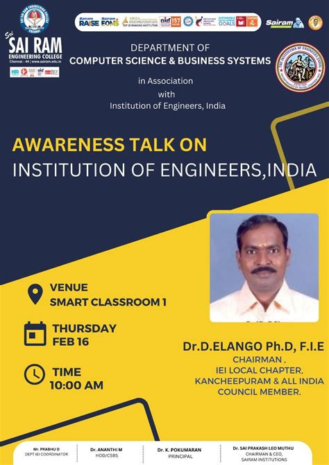 Sairam Computer Science And Business Systems Sri Sairam Engineering College On Linkedin If