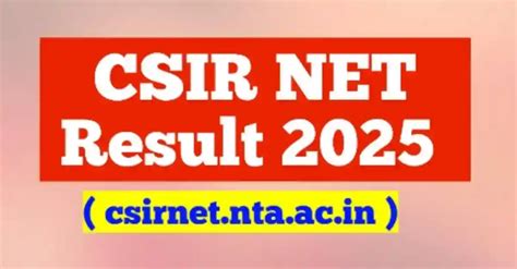 Csir Net Result 2025 Download Link Check Scorecard And Merit List