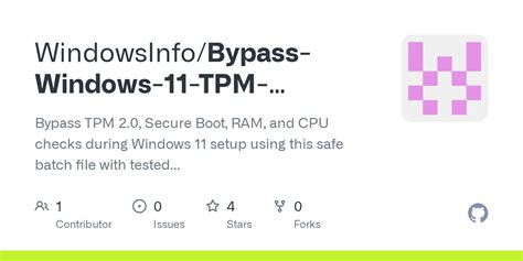 Bypass Windows 11 Tpm Secureboot Checkbypass Win11 Checksbat At Main · Windowsinfobypass