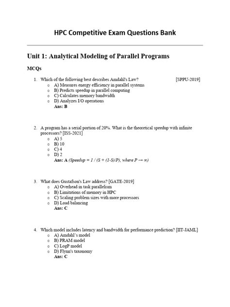 Hpc Exam Questions Bank Pdf Parallel Computing Thread Computing